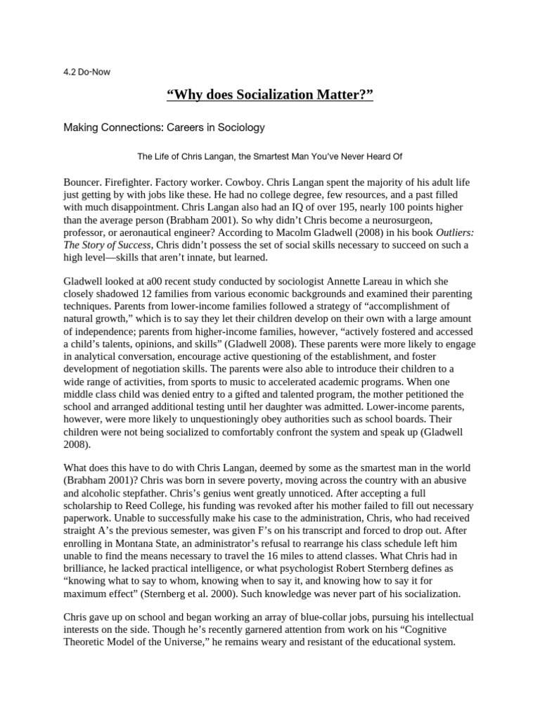 4.2 Why Socialization Matters | PDF | Behavioural Sciences | Cognition