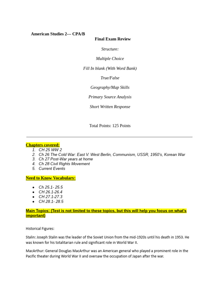 Logan Zehler - US 2 Final Review.docx - Google Docs | PDF