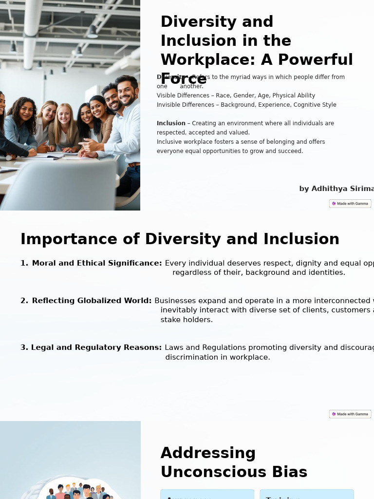 Diversity and Inclusion in The Workplace A Powerful Force | PDF ...