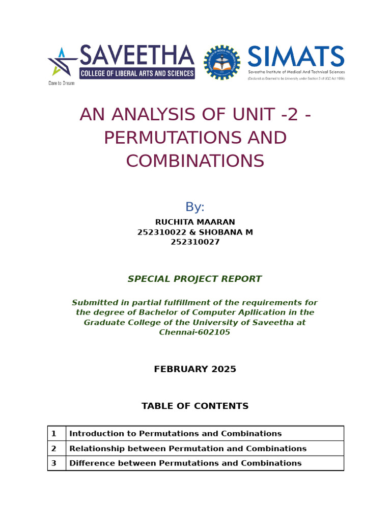 Permutations and Combinations | PDF | Combinatorics | Permutation