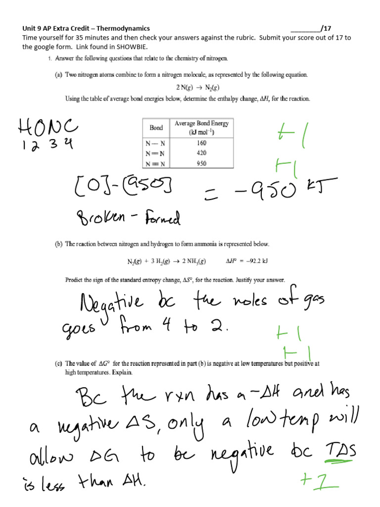 Unit 9 AP Extra Credit | PDF | Thermodynamics | Physical Phenomena