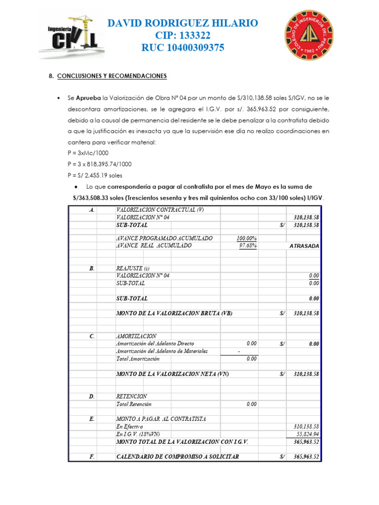 Valorizacion N 4 Subtanjalla | PDF | Hoja de balance
