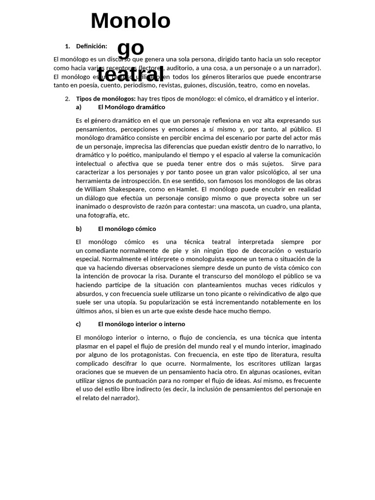TEATRO - monologo | PDF | Monólogo