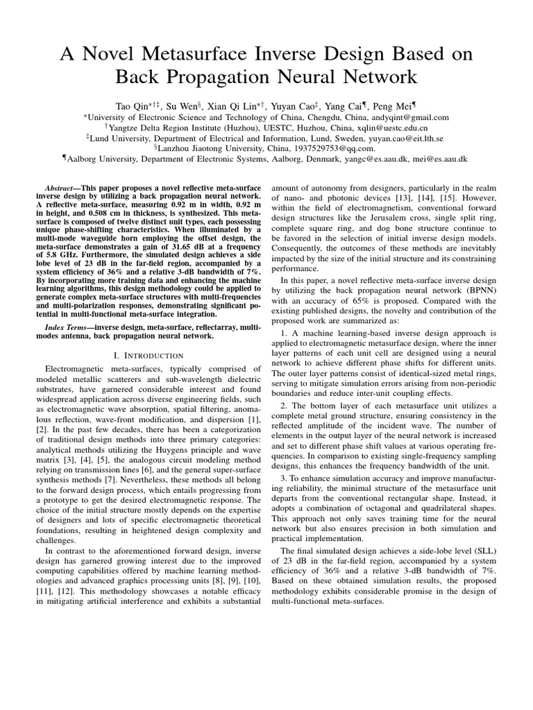 A_Novel_Metasurface_Inverse_Design_Based_on_Back_Propagation_Neural_Network (1) | PDF | Matrix ...