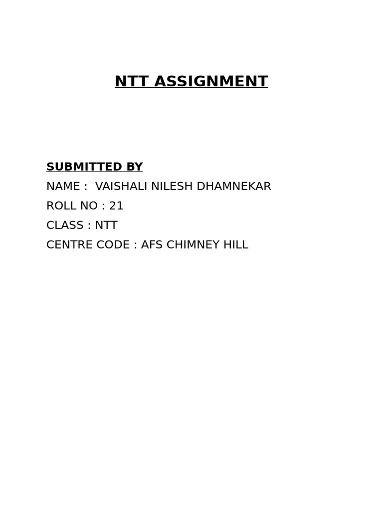 NTT Assignment: Submitted by | PDF