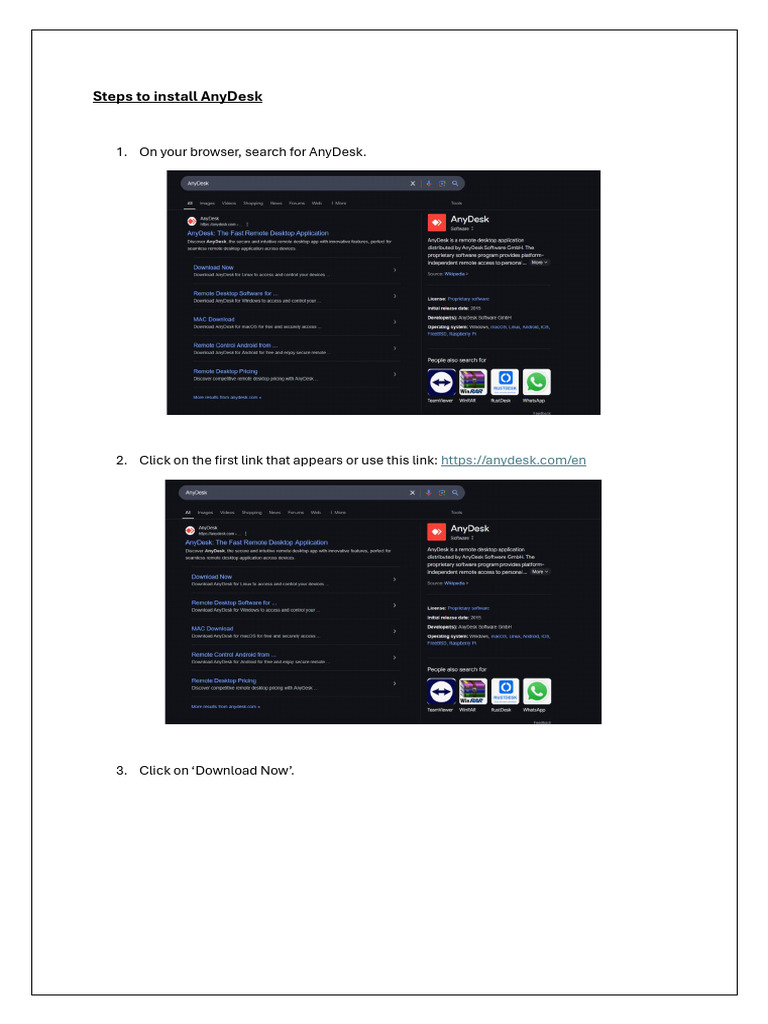 Steps To Install AnyDesk | PDF