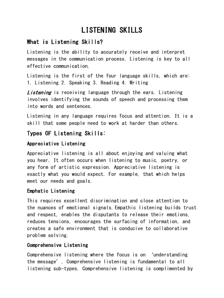 Listening Skills Assignment Guide | PDF | Communication | Speech
