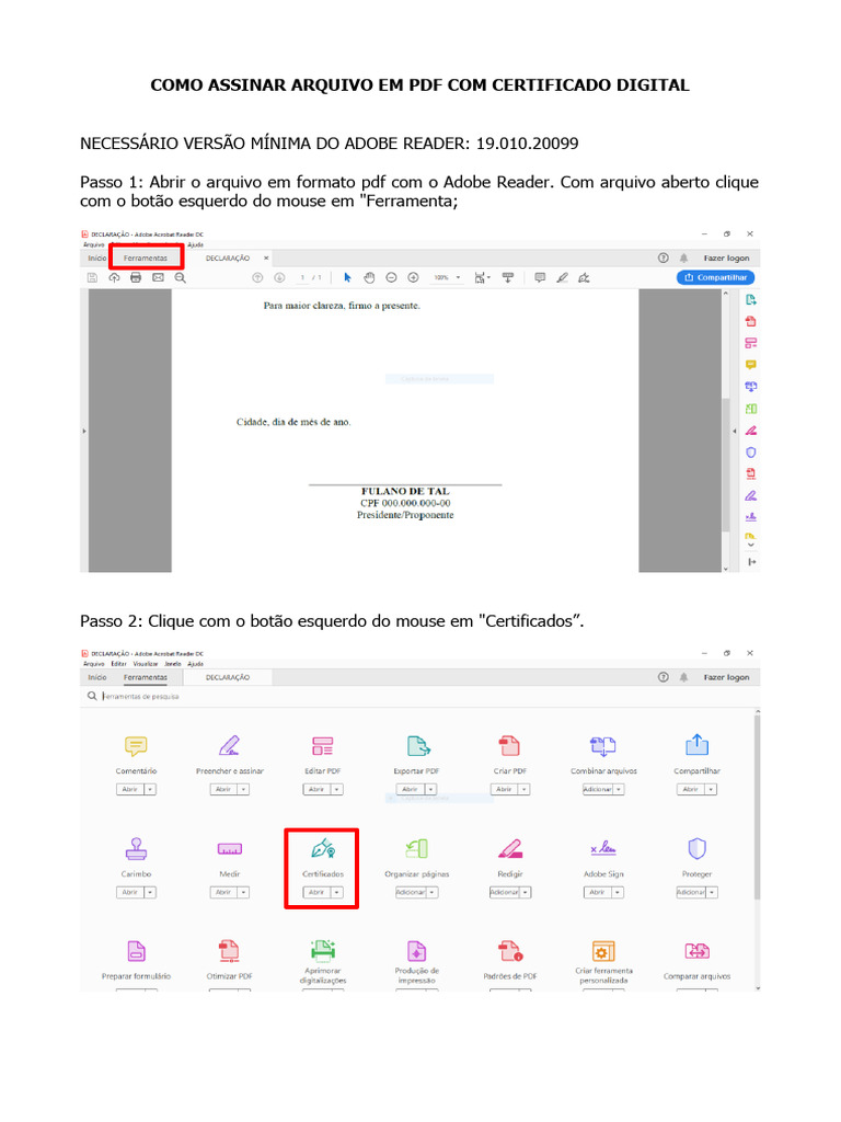 Como Assinar Um Documento em PDF Com Certificado Digital | PDF