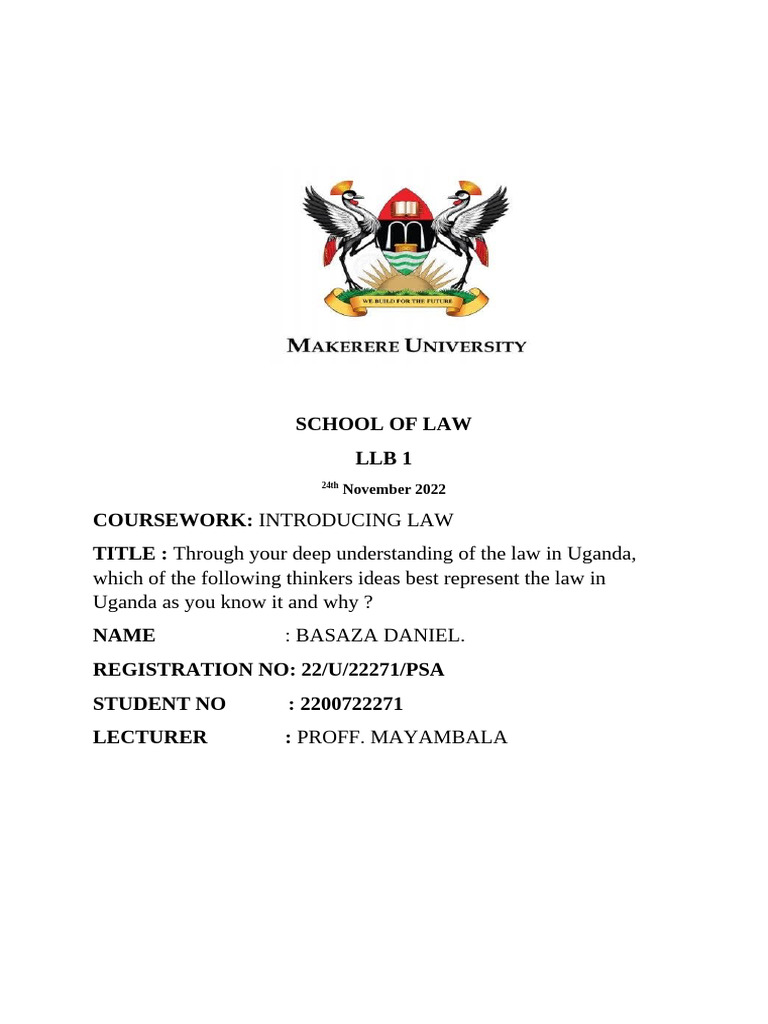 Introduction to law course work | PDF | John Locke | Rights