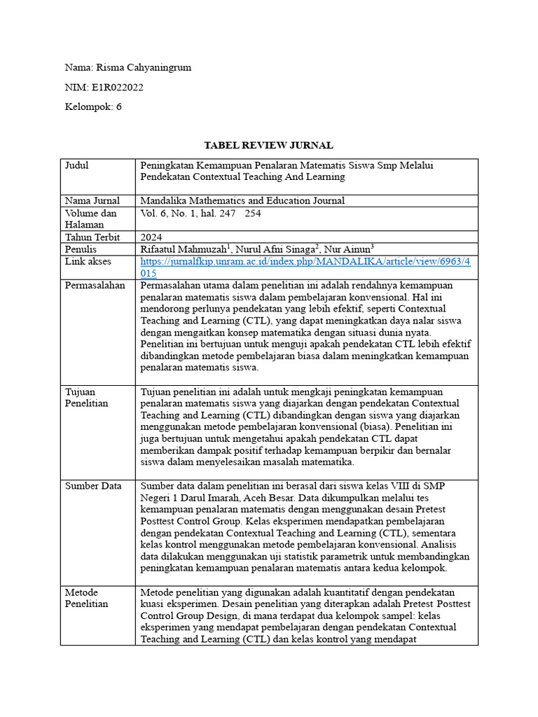 Review Jurnal METOPEN | PDF