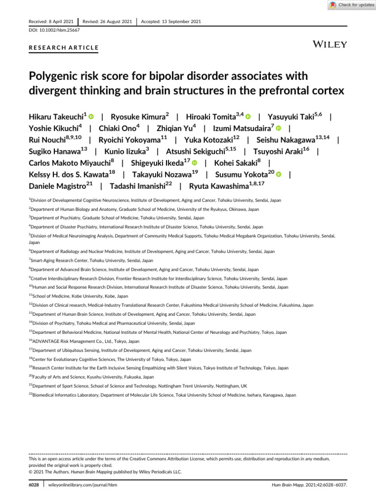 Human Brain Mapping - 2021 - Takeuchi - Polygenic Risk Score For ...