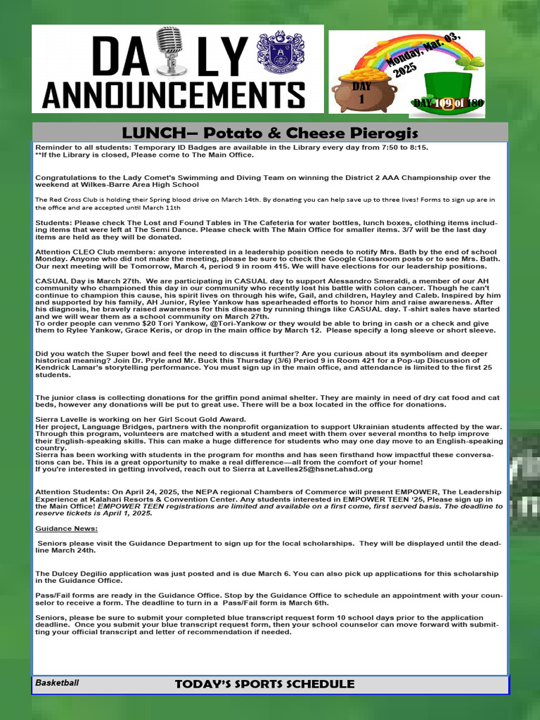 Announcements Mar 3 2025 | PDF