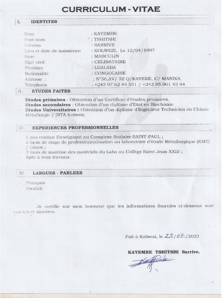 Dossier Kayembe | PDF