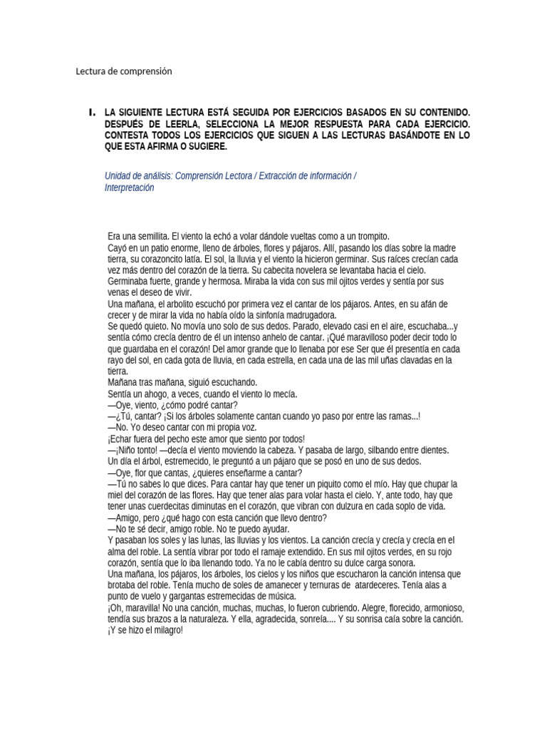 Cuento "La Semillita Dormilona" | PDF