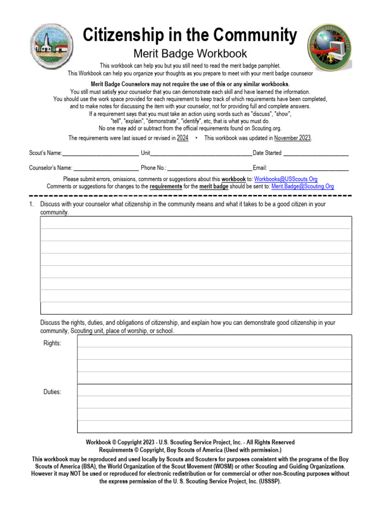 Citizenship in the Community Workbook | PDF | Scouting | Boy Scouts Of ...