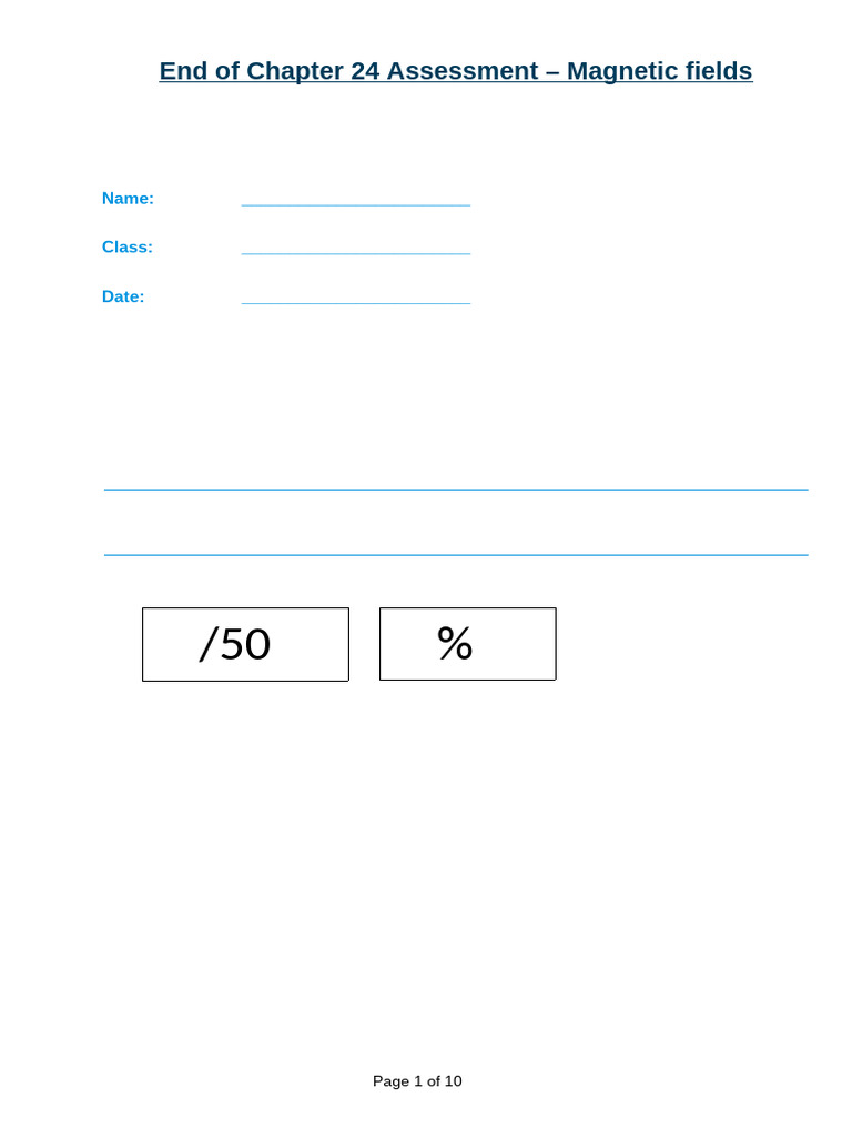 Magnetic Fields Assessment Questions | PDF | Proton | Magnetic Field