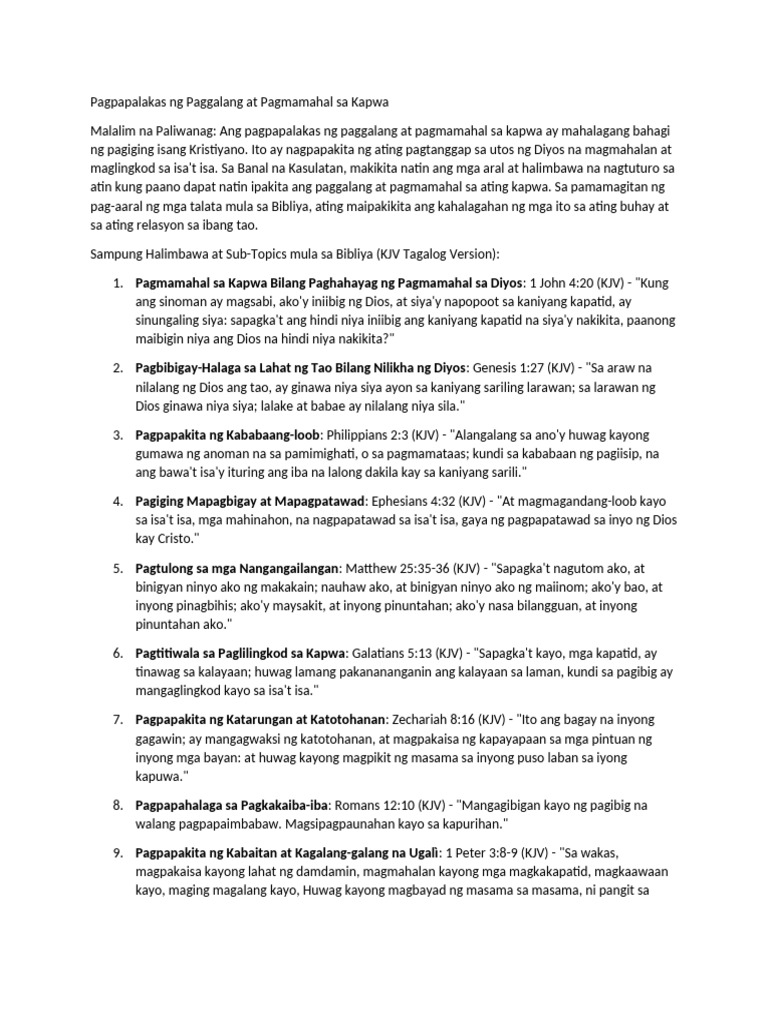 Pagpapalakas NG Paggalang at Pagmamahal Sa Kapwa | PDF