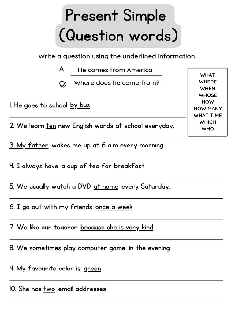 Present Simple Question Formation Guide | PDF