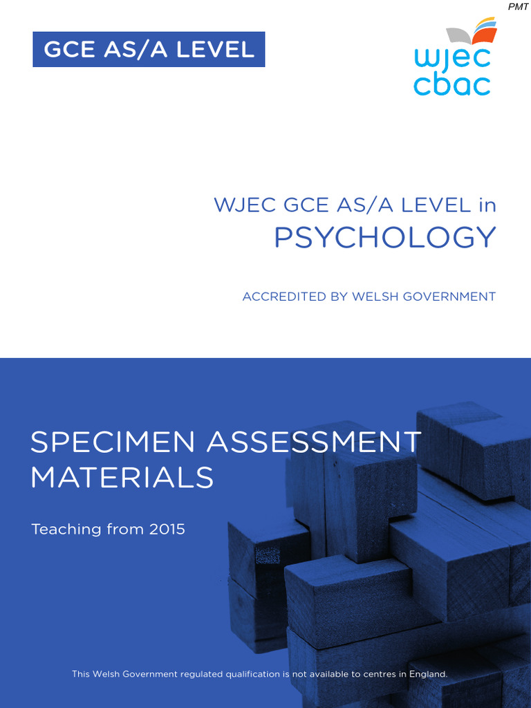 WJEC GCE AS/A Level Psychology Specimen Papers | PDF | Psychotherapy ...