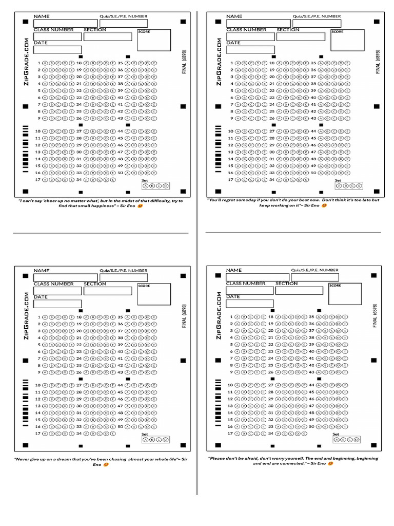 Zipgrade (100 Copies) | PDF