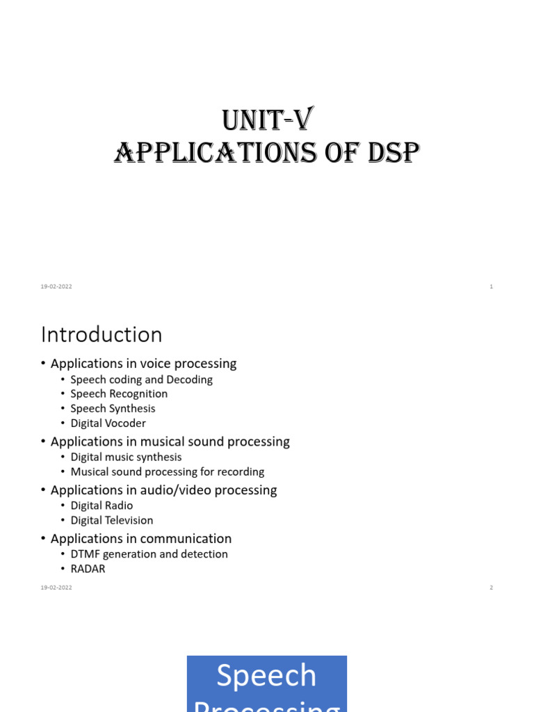 DSP Applications in Speech and Media | PDF
