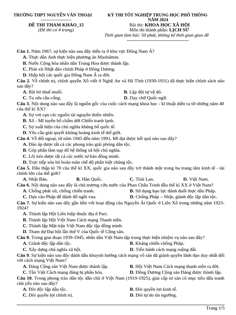 Dethi Tham Khao Tn. 2024 - 15 - Hs | PDF