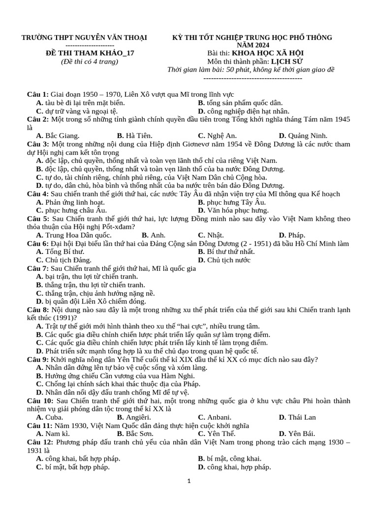 Dethi Tham Khao Tn. 2024 - 17 - Hs | PDF