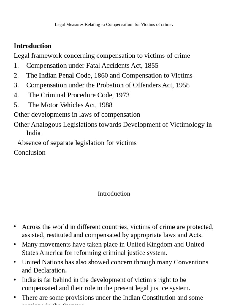 Legal Measures Relating To Victim Compensation Under Criminal Justice ...