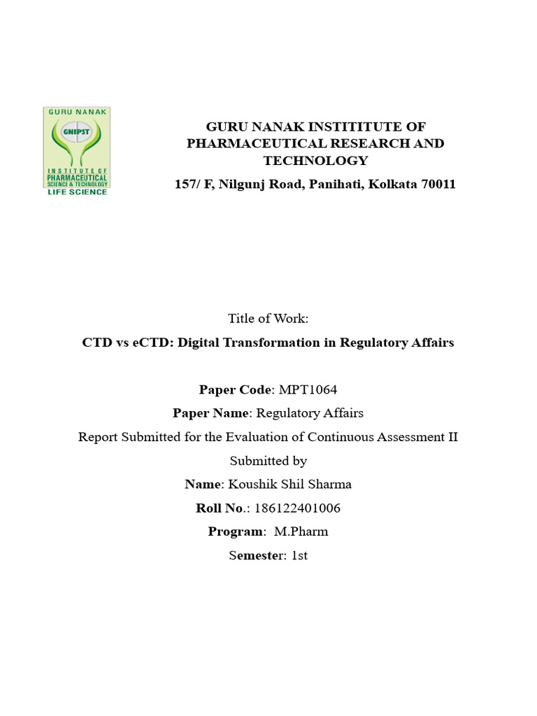 CTD Vs eCTD Digital Transformation in Regulatory Submission Report ...
