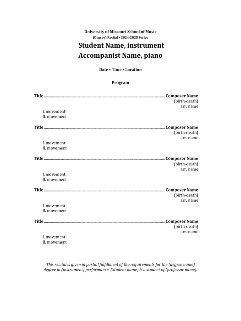 Student Recital Template 2024 - 2025 | PDF | Concert | Music Performance