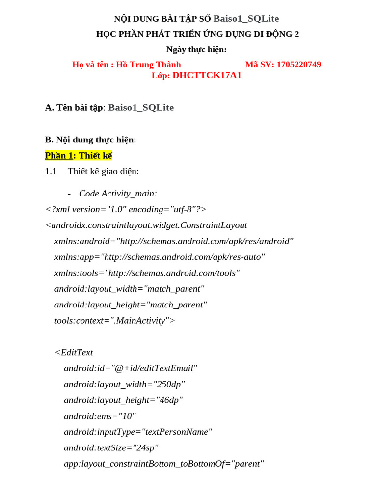 Hồ_Trung_Thành_Baiso1_SQLite | PDF | Programming Paradigms | Computing