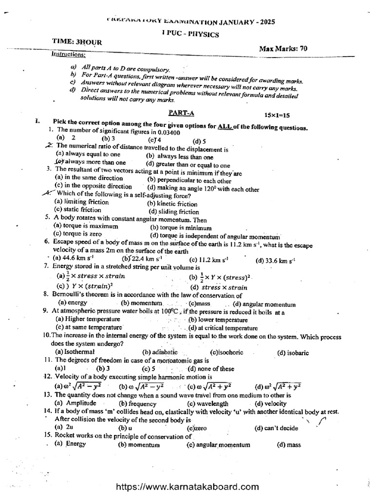Puc 1 Preparatory Physics 33 Jan 2025 | PDF