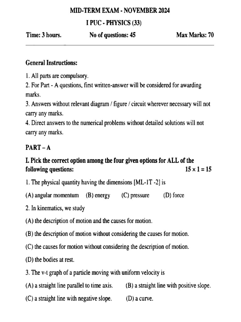 puc-1-mid-term-physics-33-061224-nov-2024 | PDF