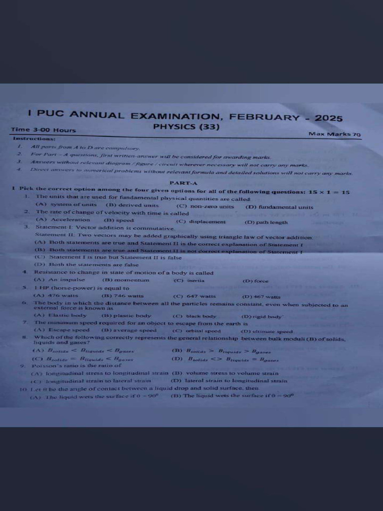 Physics 2 QP 2025 | PDF