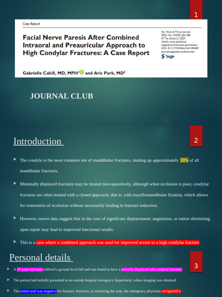 Journal Club - 3 Omfs | PDF | Surgical Specialties | Medical Specialties