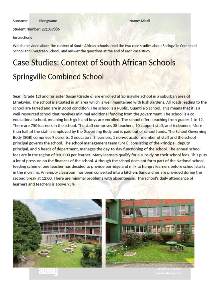 South African Schools Case Study Analysis | PDF | Teachers | Schools