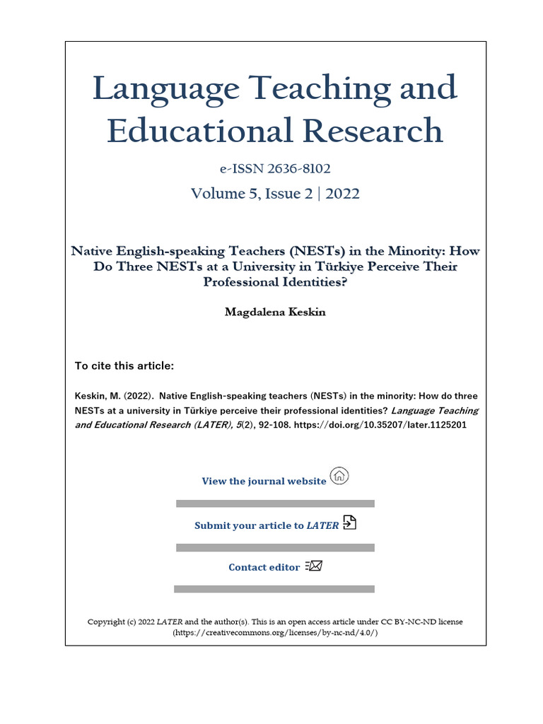 Native English-Speaking Teachers (NESTs) in The Minority | PDF ...