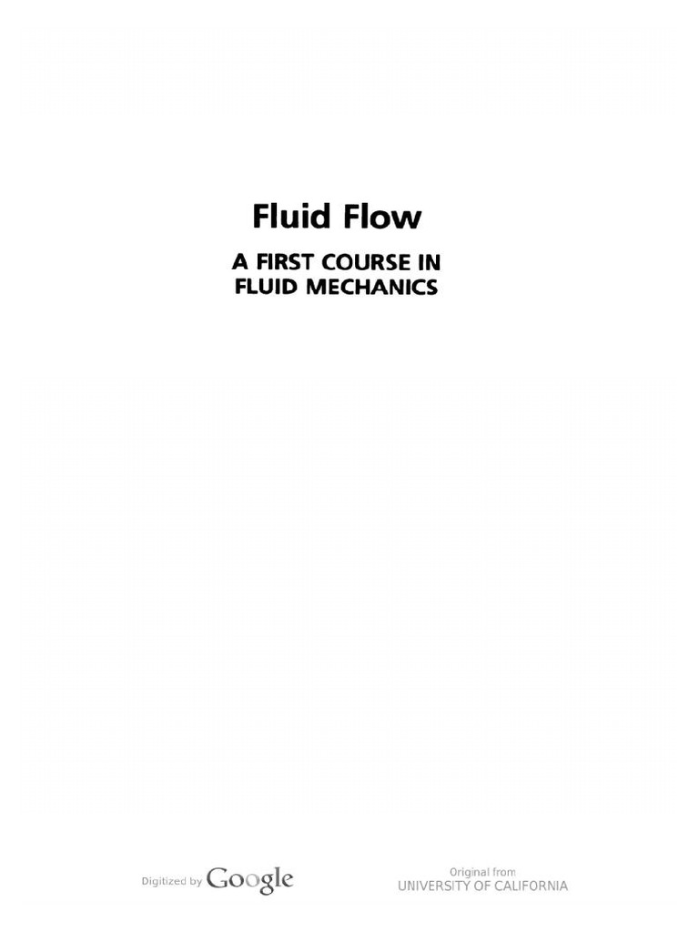 Fluid Flow, A First Course in Fluid Mechanics - CH 1-8 | PDF