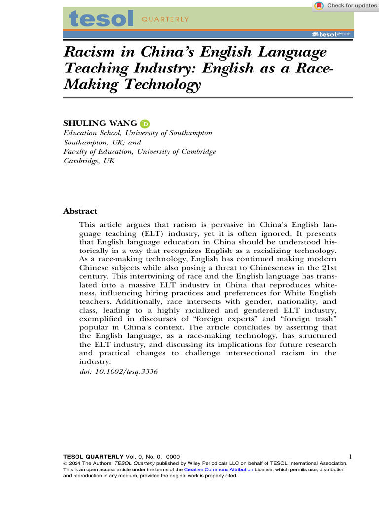Racism in China's English Teaching Industry | PDF | China | World Politics