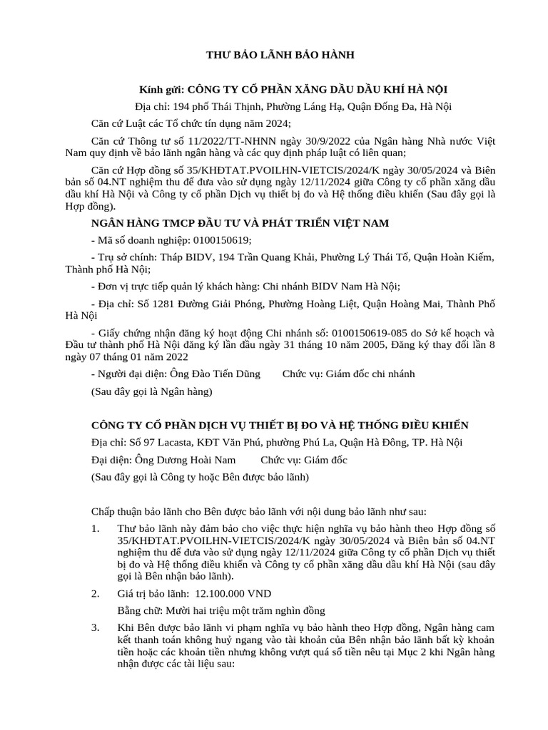 BL Bao Hanh 1212 | PDF