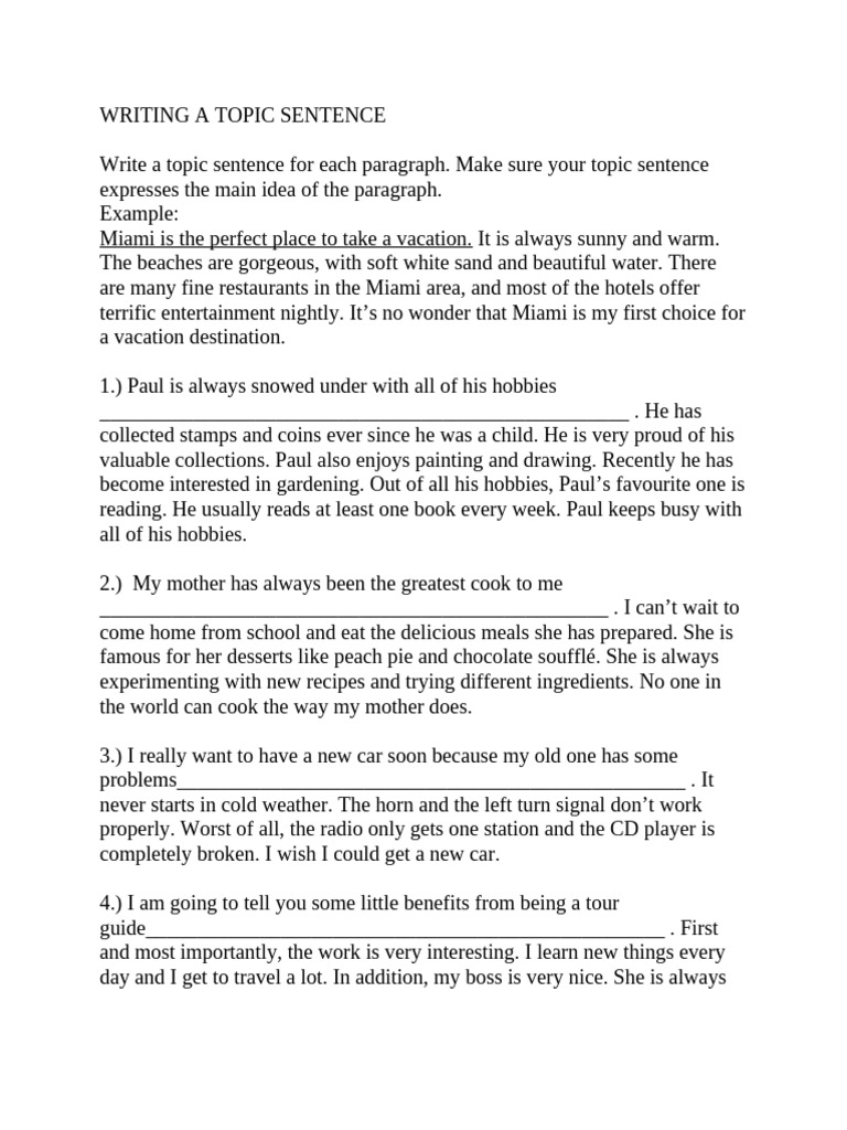 Crafting Effective Topic Sentences | PDF