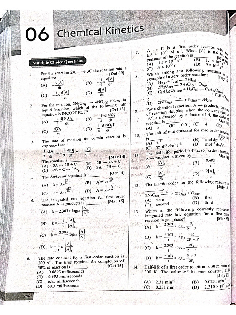 Chemical Kinetics Pyqs | PDF