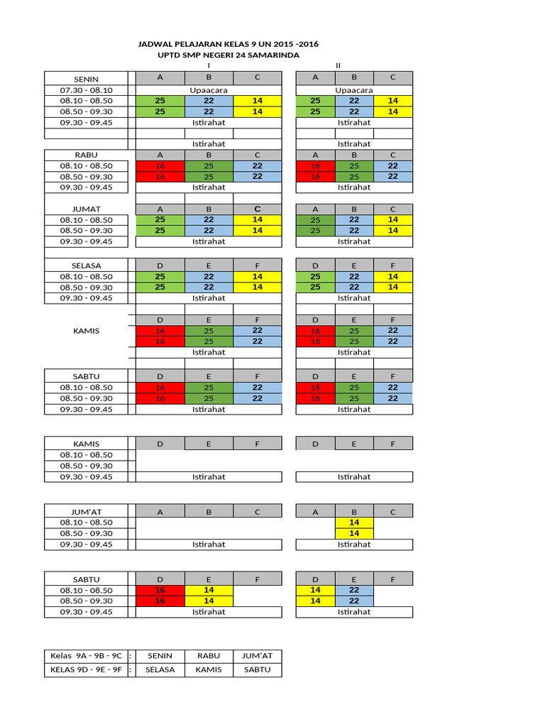 lampiran 3 4 JADWAL PELAJARAN SEMESTER GANJIL 2024-2025 - EDIT 26 JULI | PDF