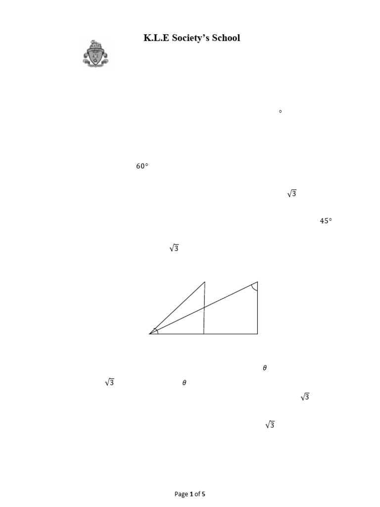 CBSE Grade X Trigonometry Questions | PDF | Lighthouse | Height