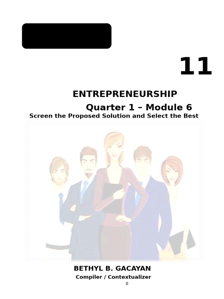 Business Solution Screening Guide | PDF | Entrepreneurship | Learning