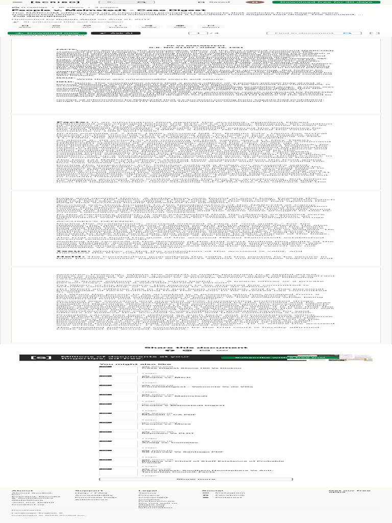 People v. Malmstedt - Case Digest PDF Search And Seizure Search Warrant | PDF | Scribd | Public Law