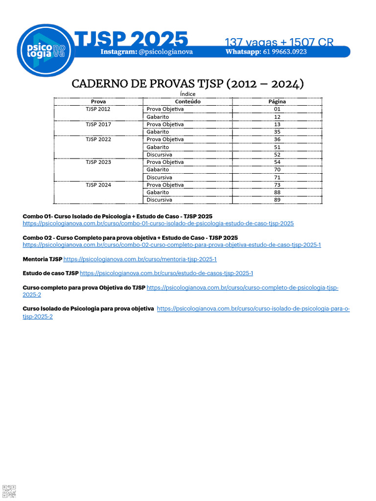 Provas Objetivas TJSP 2012-2024 | PDF