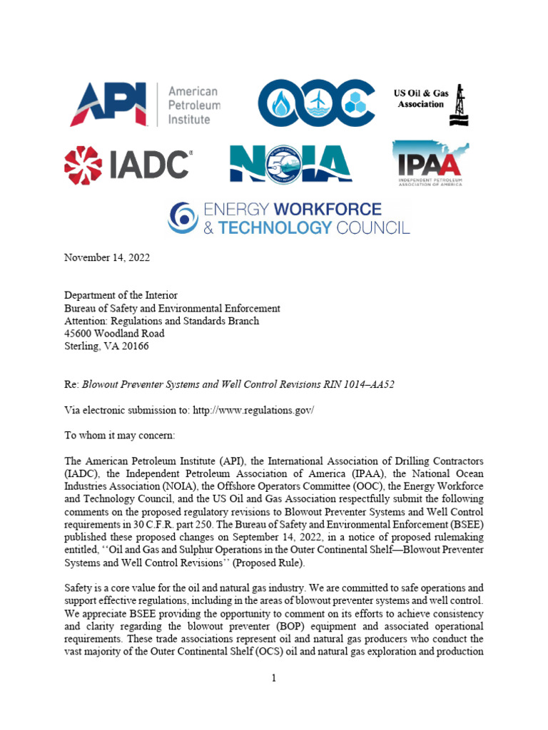 API Iadc Noia Ipaa Ooc Ewtc Usoga Final Proposed Wcr Comments | PDF ...
