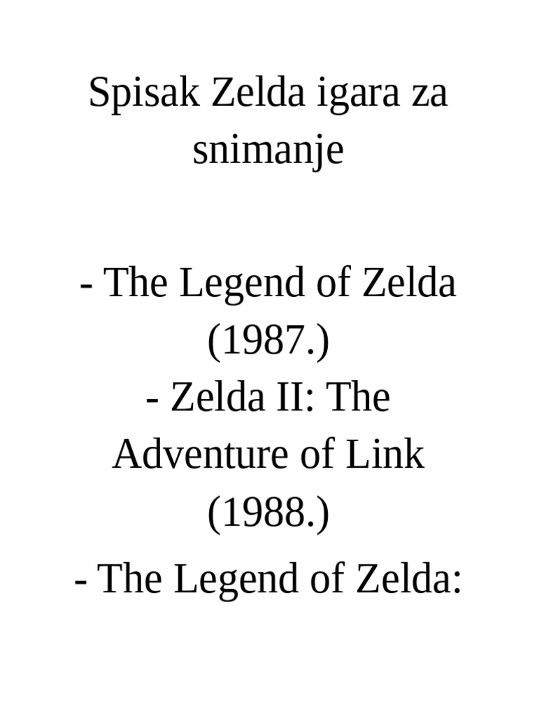 Spisak Igara Za Snimanje | PDF