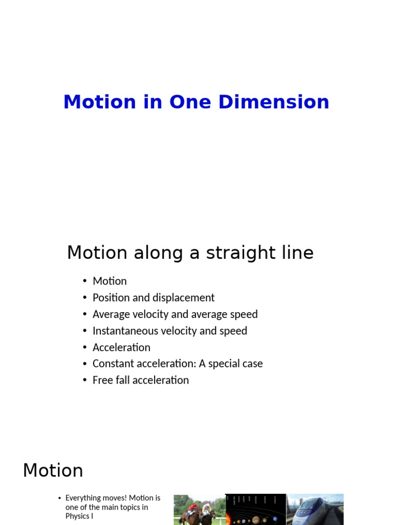 Motion in One Dimension | PDF | Velocity | Acceleration